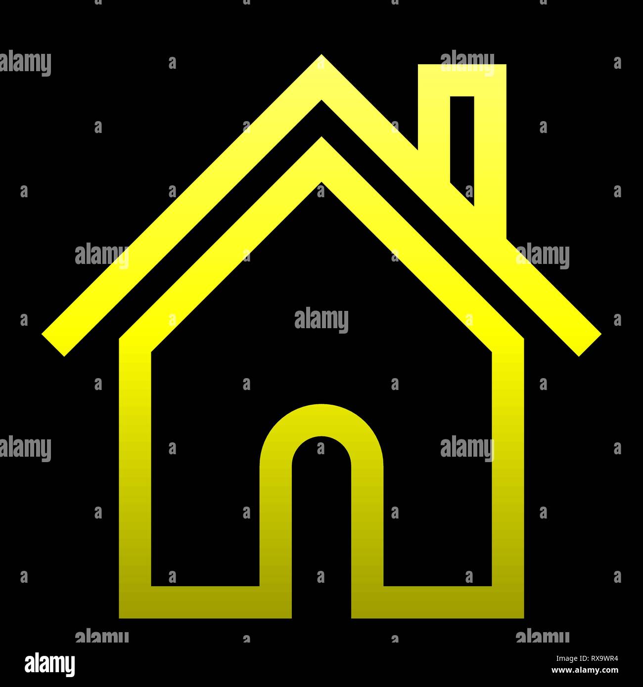 Home symbol icon - yellow gradient outline, isolated - vector ...