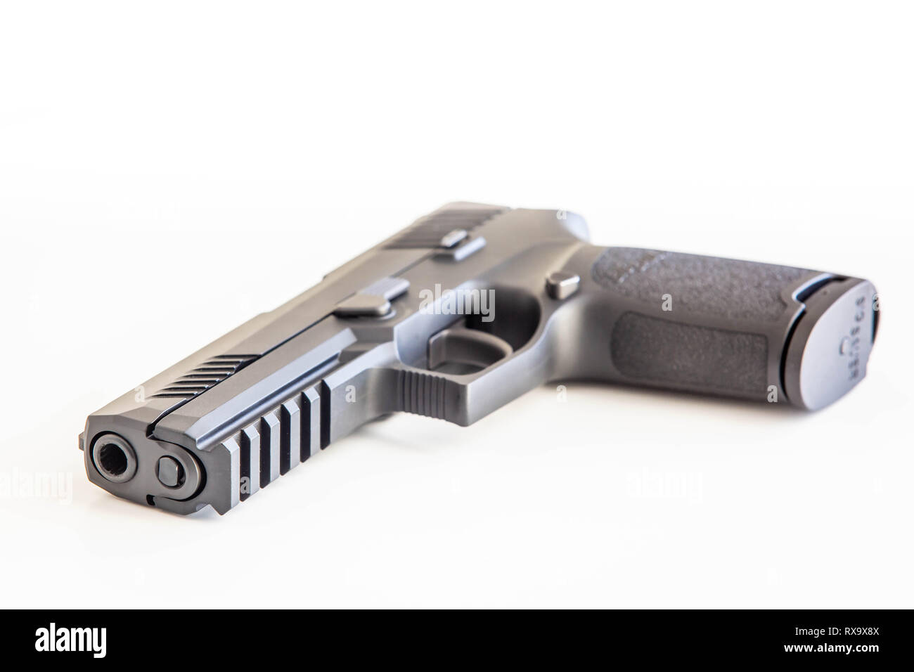 New handgun white background isolated close up Stock Photo - Alamy