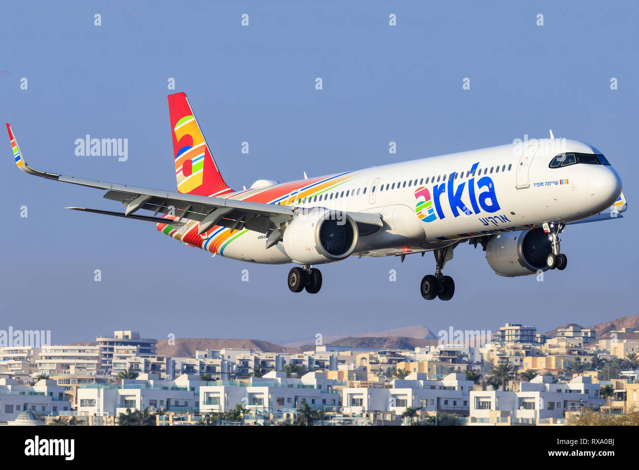 Eilat, ISRAEL-February 24, 2019: Arkia Airbus A321-251NX Neo at old ...