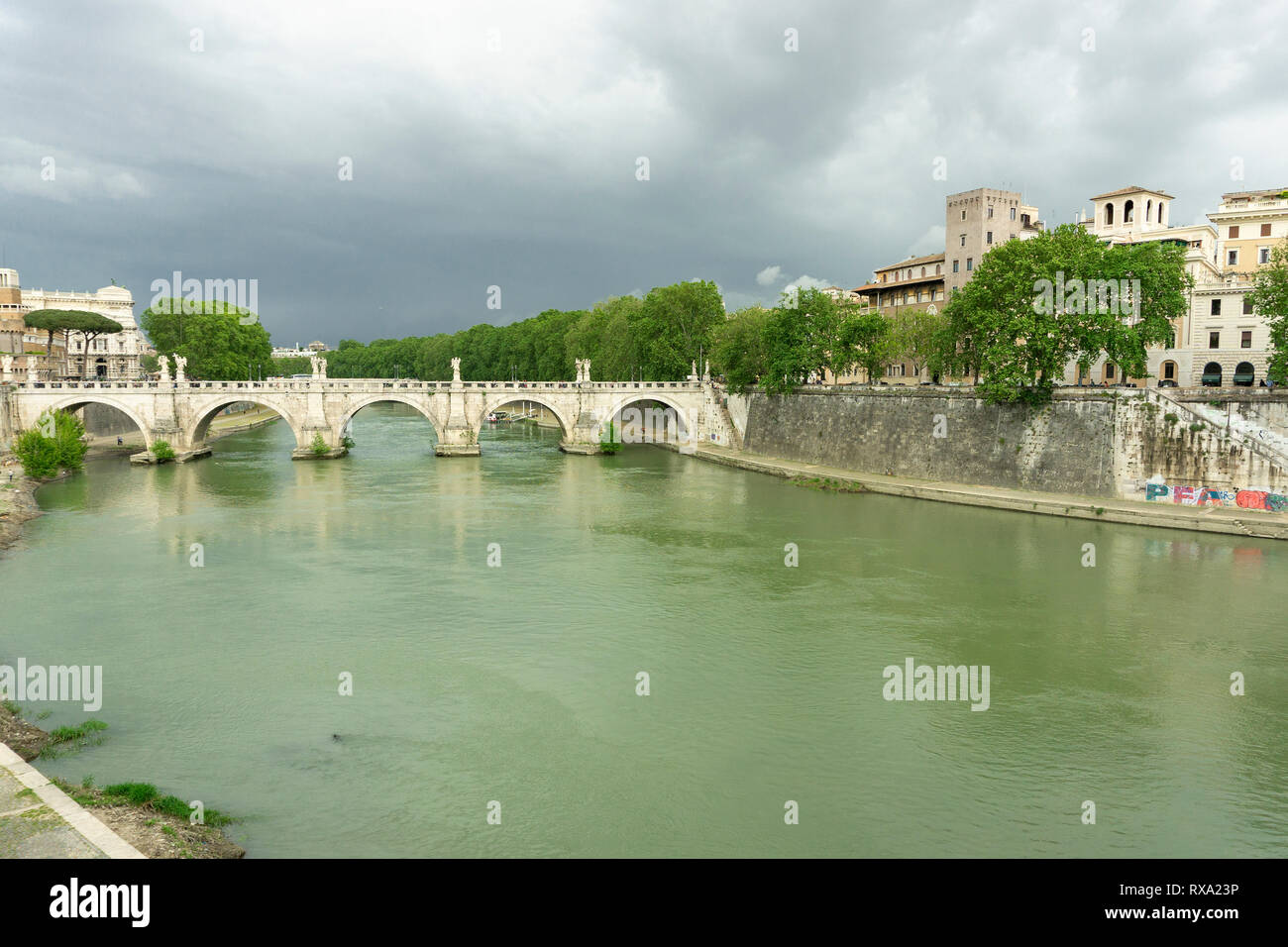 Bridge over Tiber River in Rome, Italy Stock Photo - Alamy