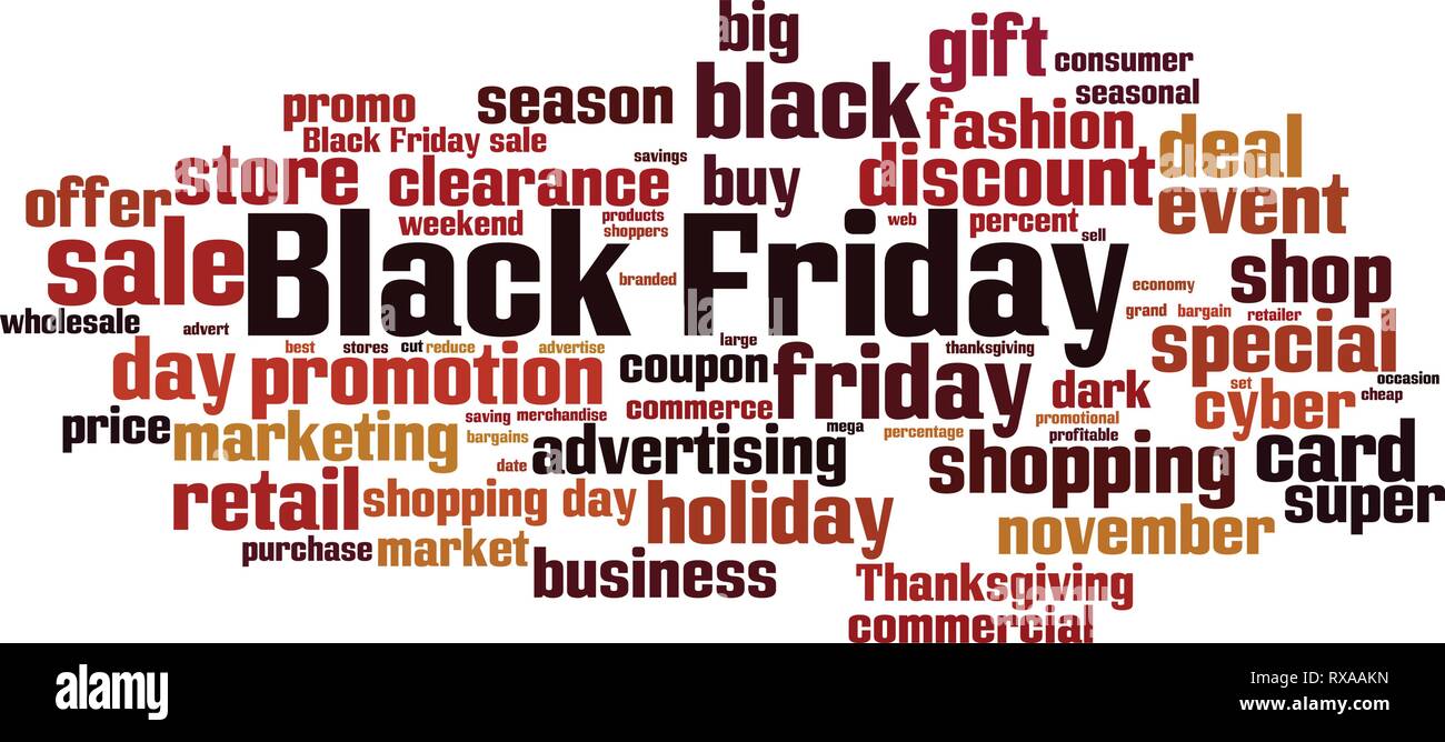 Black friday word cloud concept. Vector illustration Stock Vector Image ...