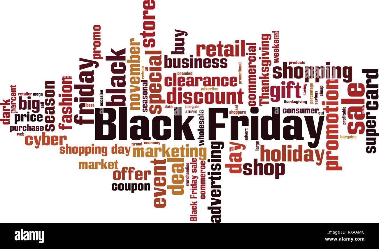 Black friday word cloud concept. Vector illustration Stock Vector Image ...