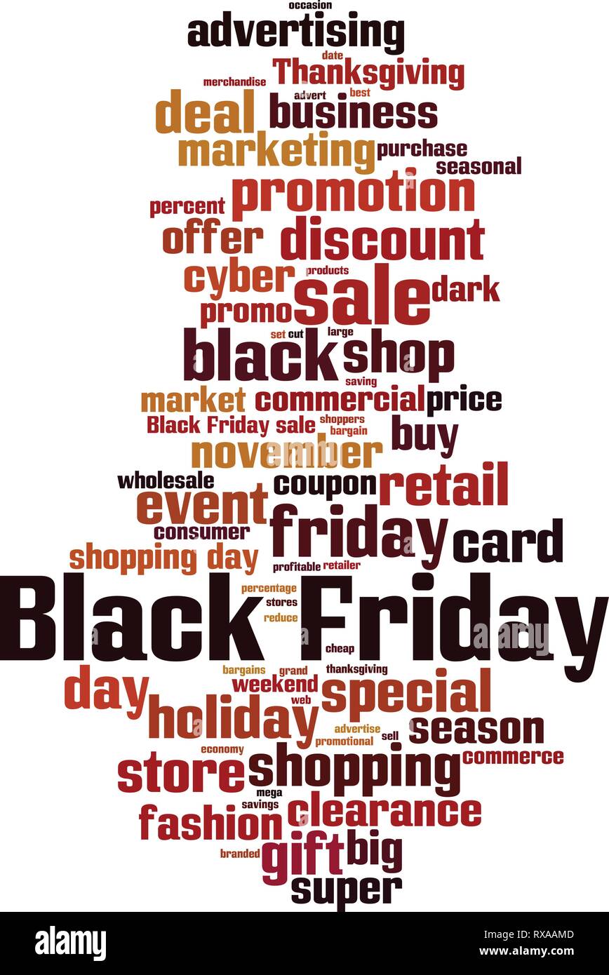 Black friday word cloud concept. Vector illustration Stock Vector Image ...