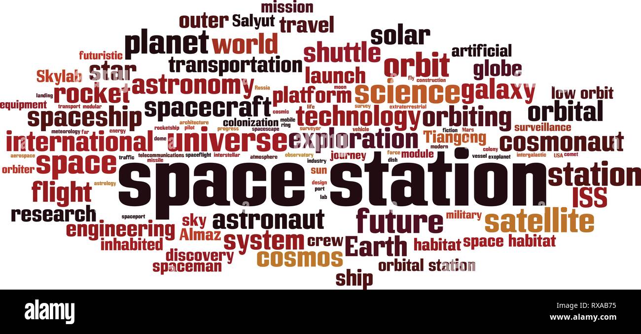 Space station word cloud concept. Vector illustration Stock Vector ...