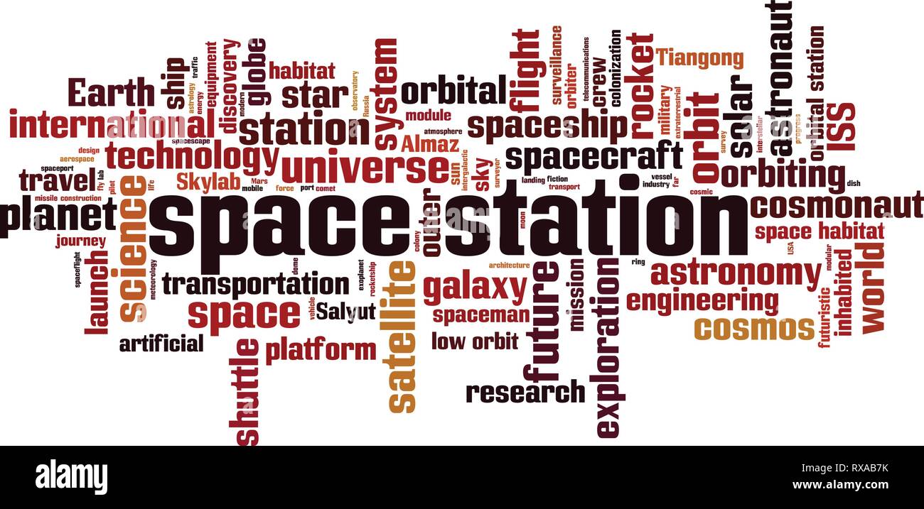 Space station word cloud concept. Vector illustration Stock Vector ...