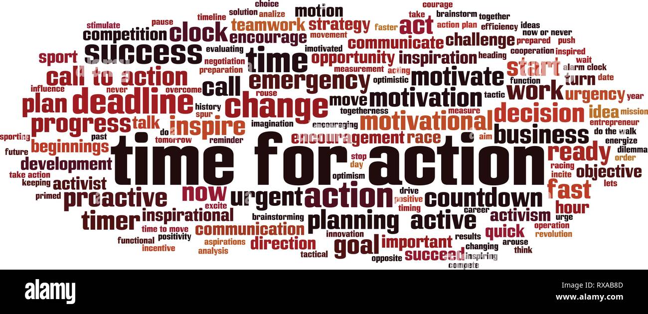 Time for action word cloud concept. Vector illustration Stock Vector ...