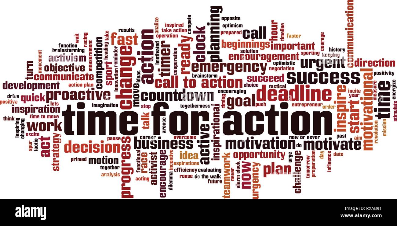 Time for action word cloud concept. Vector illustration Stock Vector ...