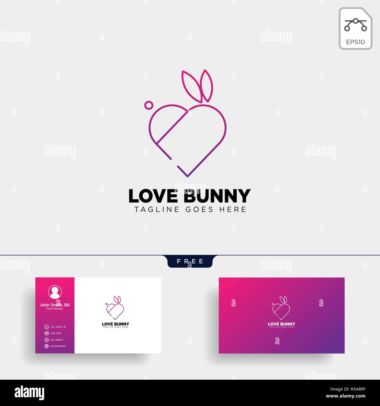 rabbit or bunny love animal line art style logo template vector icon ...