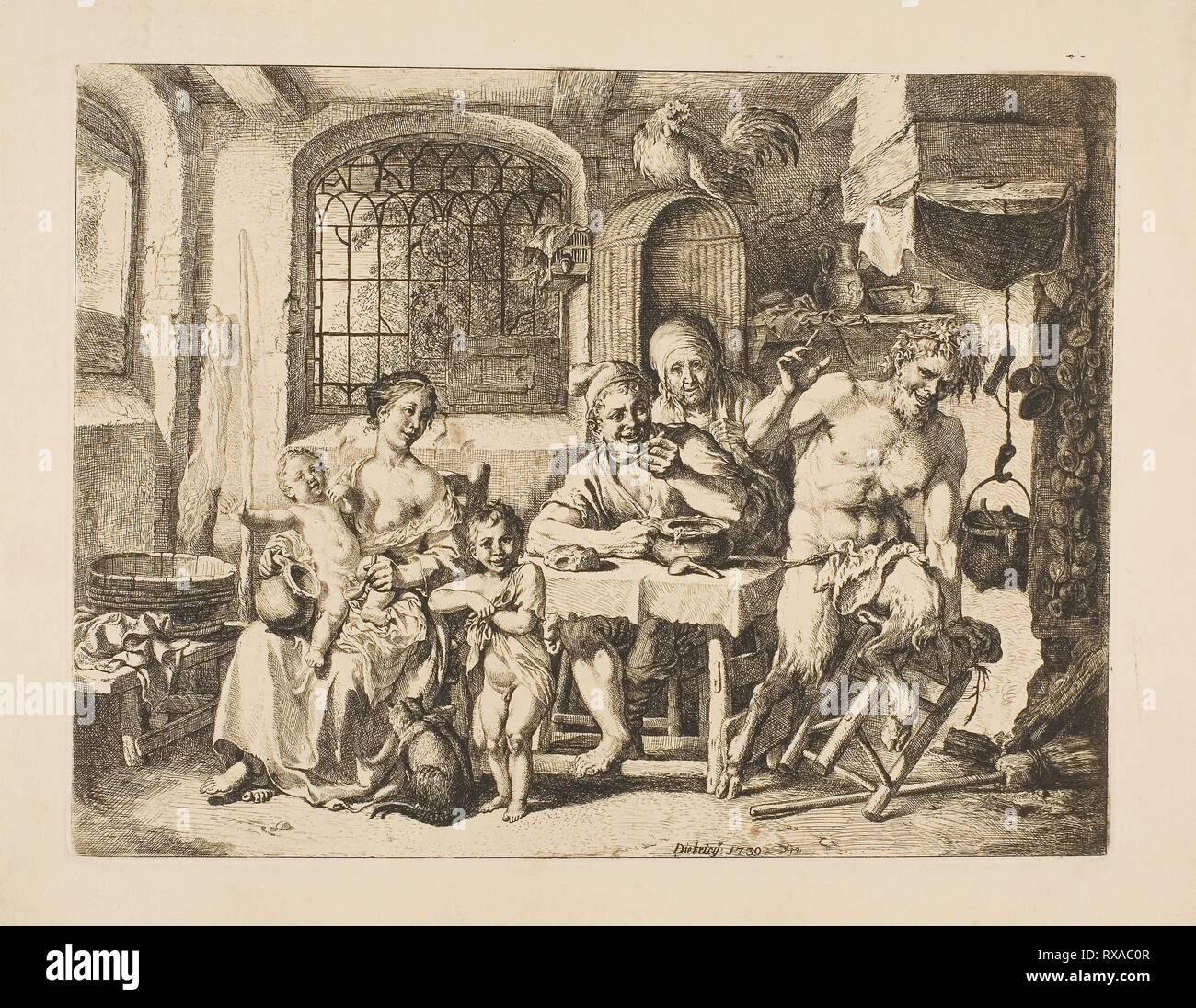 Satyr in a Peasant's House, in the Style of Jordaens. Christian Wilhelm ...