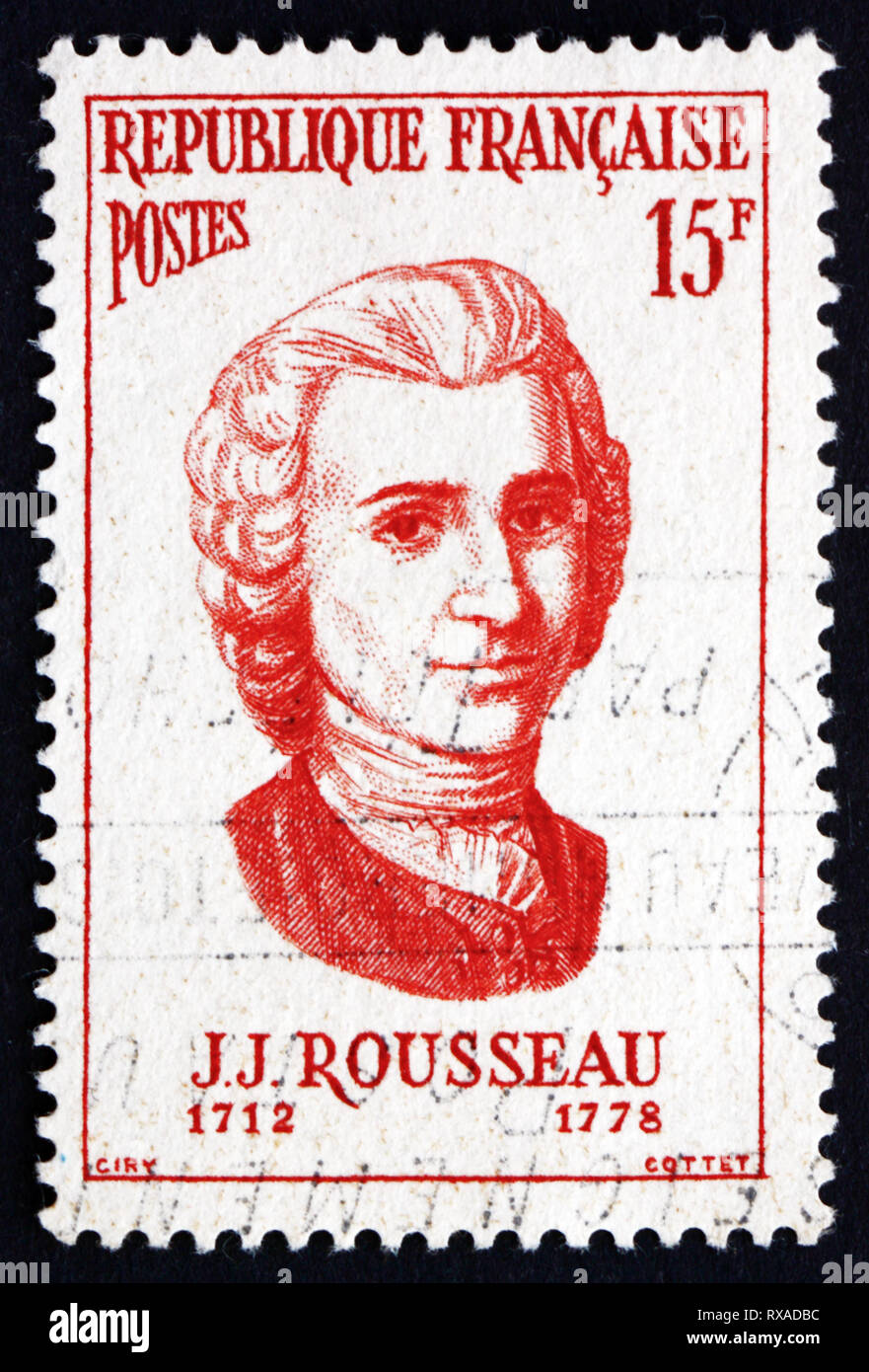 FRANCE - CIRCA 1956: a stamp printed in the France shows Jean Jacques ...