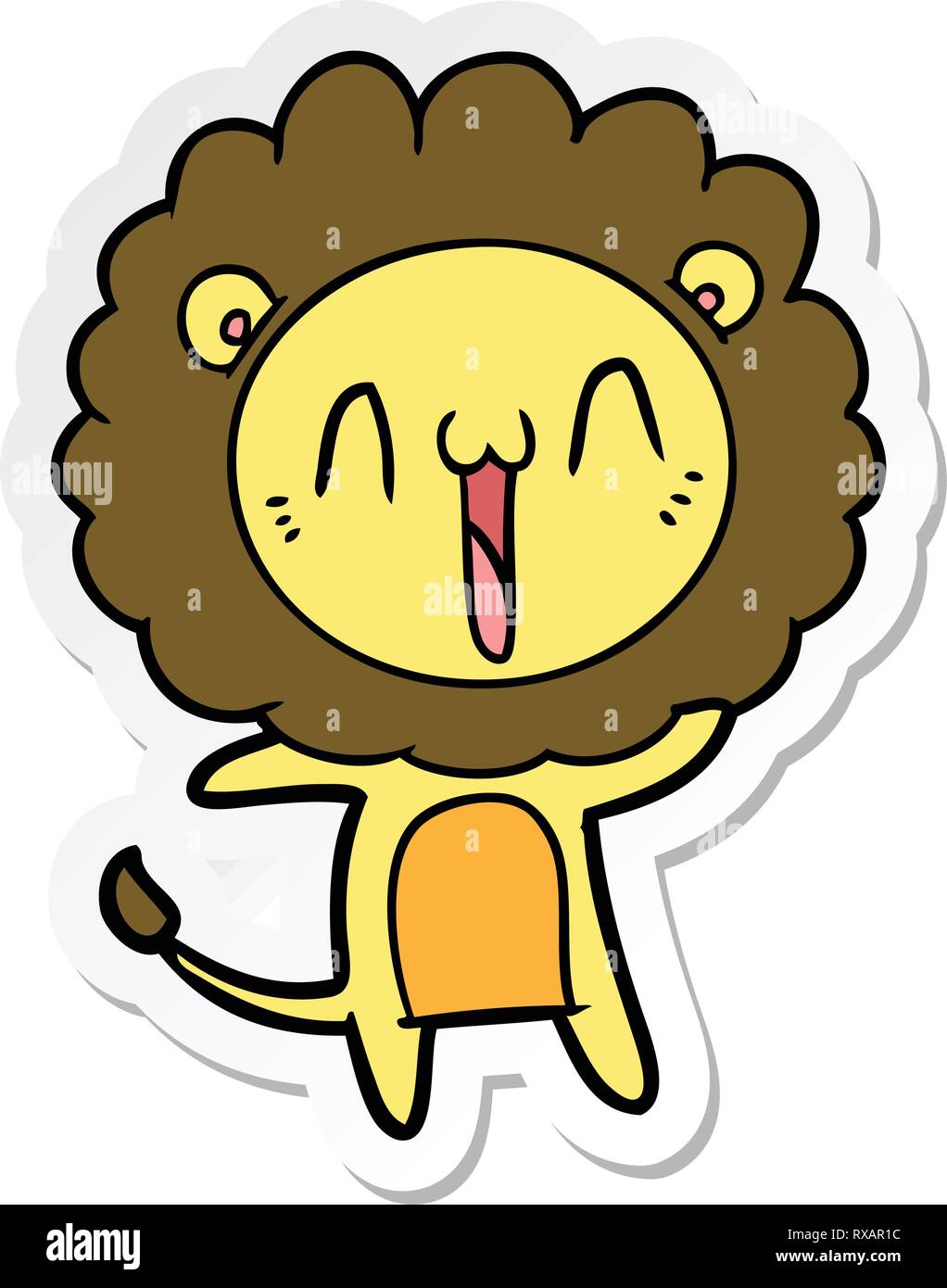 sticker of a happy cartoon lion Stock Vector Image & Art - Alamy