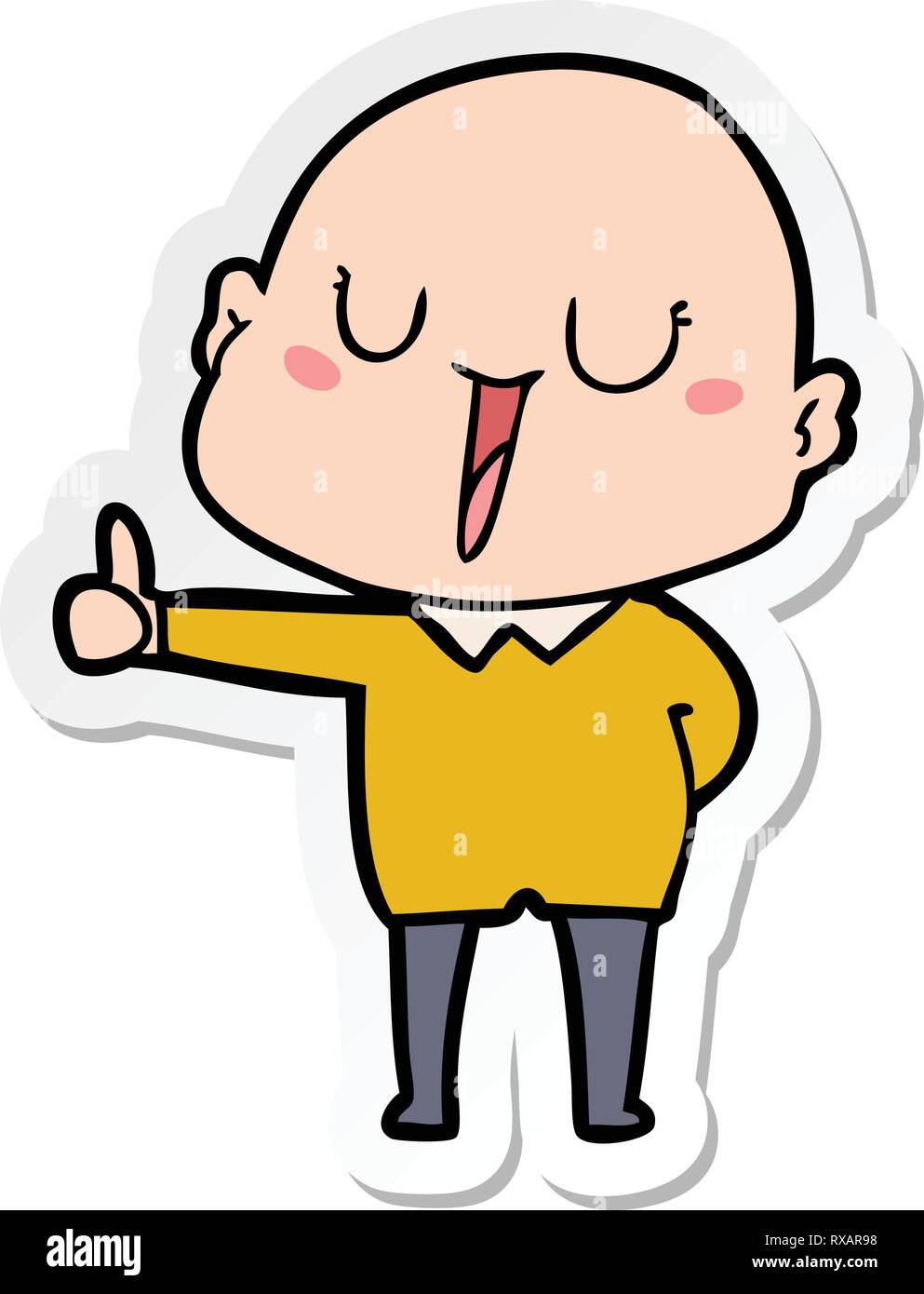 sticker of a happy cartoon bald man Stock Vector Image & Art - Alamy