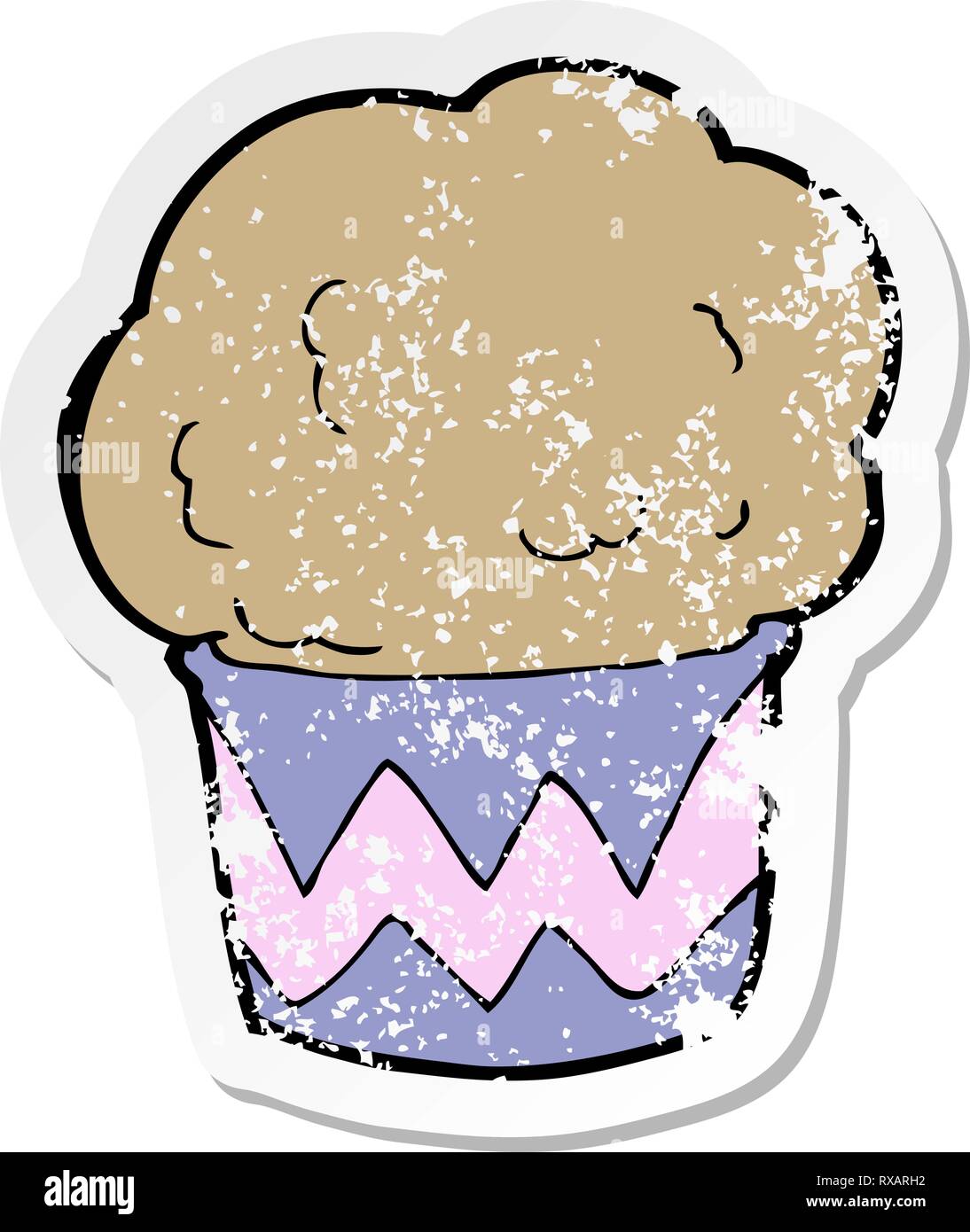 retro distressed sticker of a cartoon cupcake Stock Vector Image & Art ...