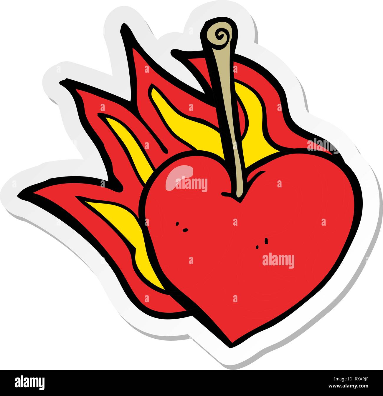 sticker of a cartoon flaming heart cherry Stock Vector Image & Art - Alamy