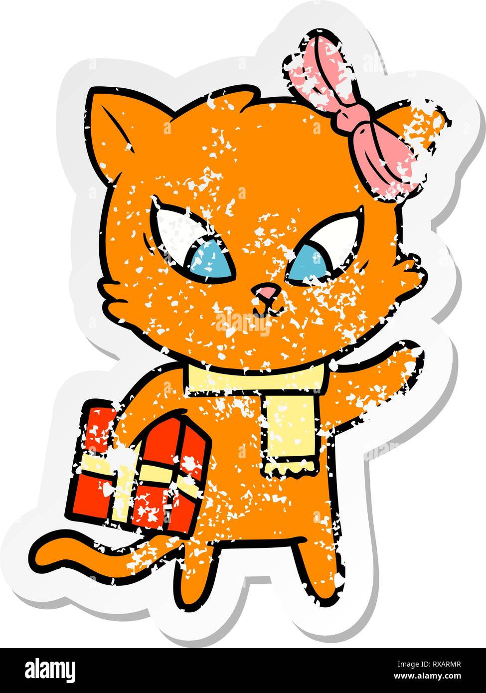distressed sticker of a cartoon cat Stock Vector Image & Art - Alamy