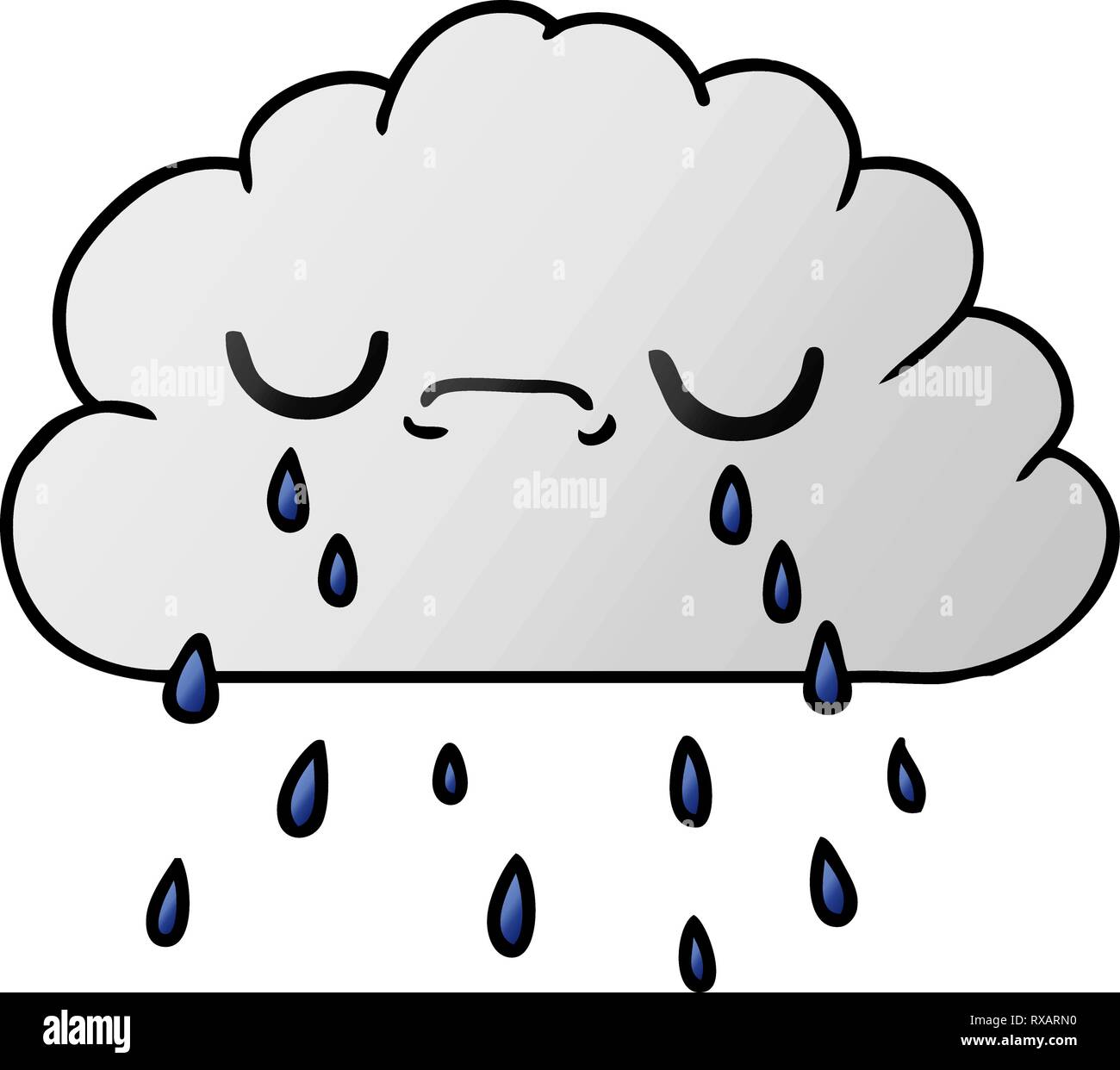 freehand drawn gradient cartoon of cute crying cloud Stock Vector Image ...
