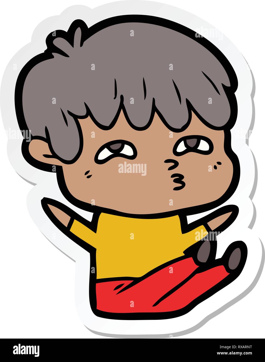 sticker of a cartoon curious man Stock Vector Image & Art - Alamy