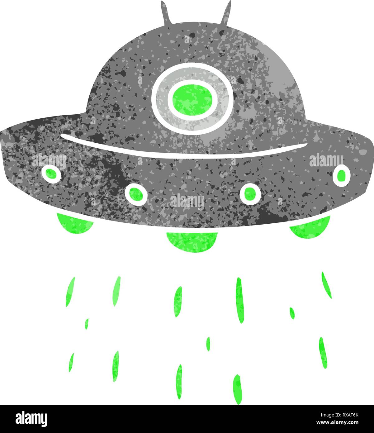 hand drawn retro cartoon doodle of an alien ship Stock Vector Image ...