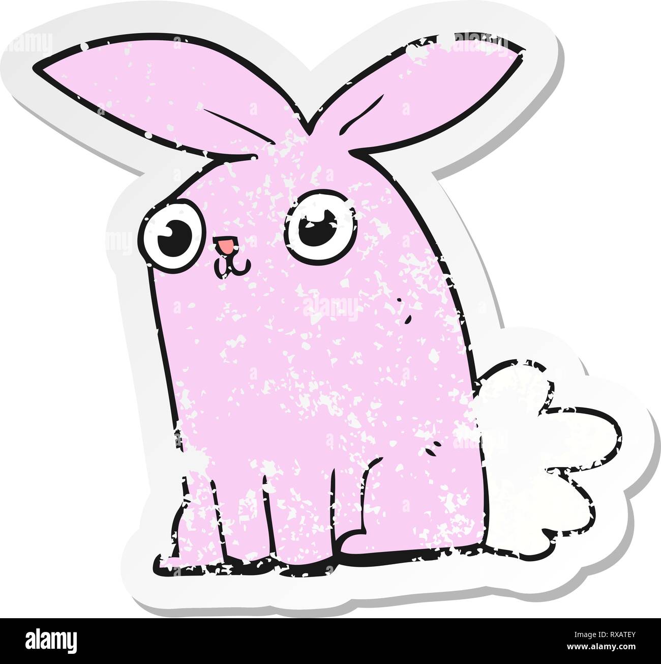 distressed sticker of a cartoon bunny rabbit Stock Vector Image & Art ...