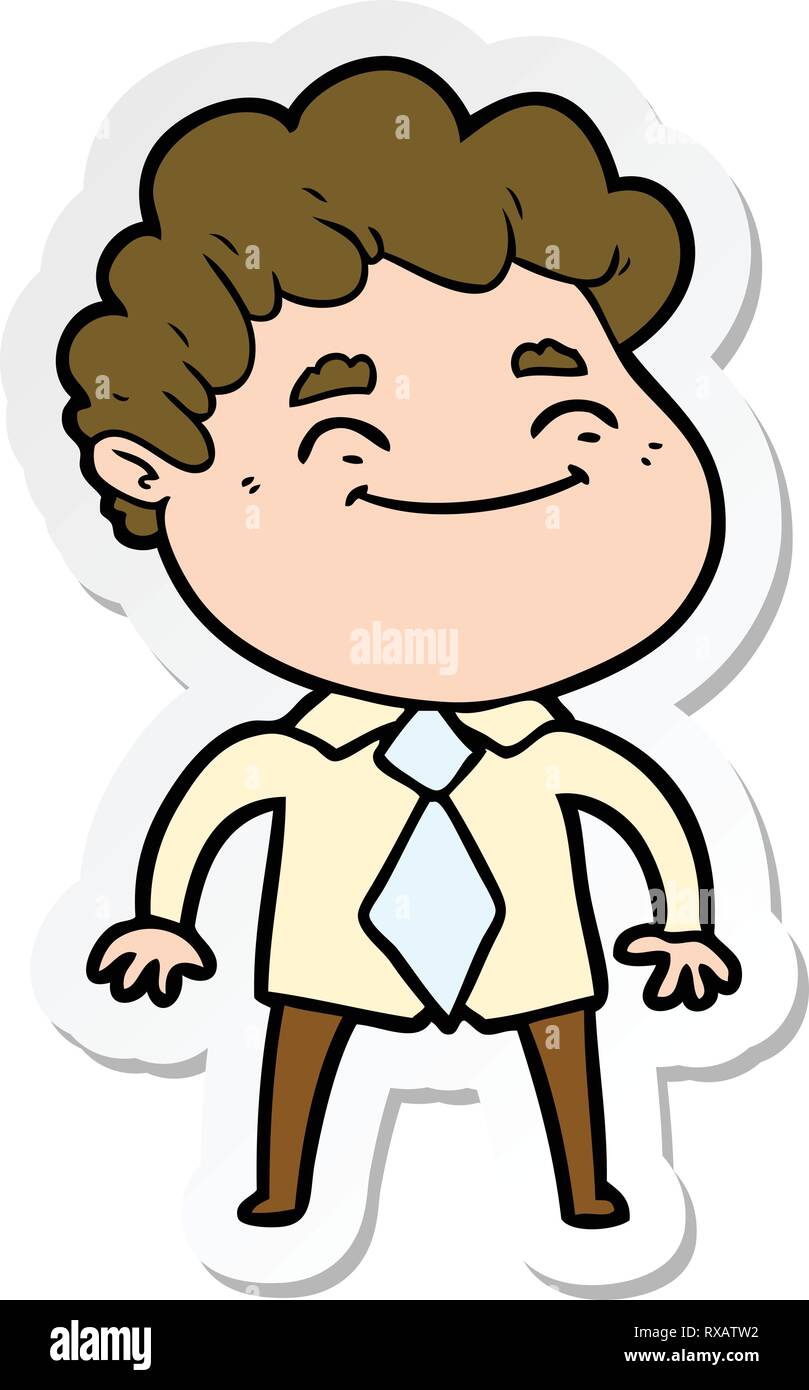 sticker of a cartoon friendly man Stock Vector Image & Art - Alamy