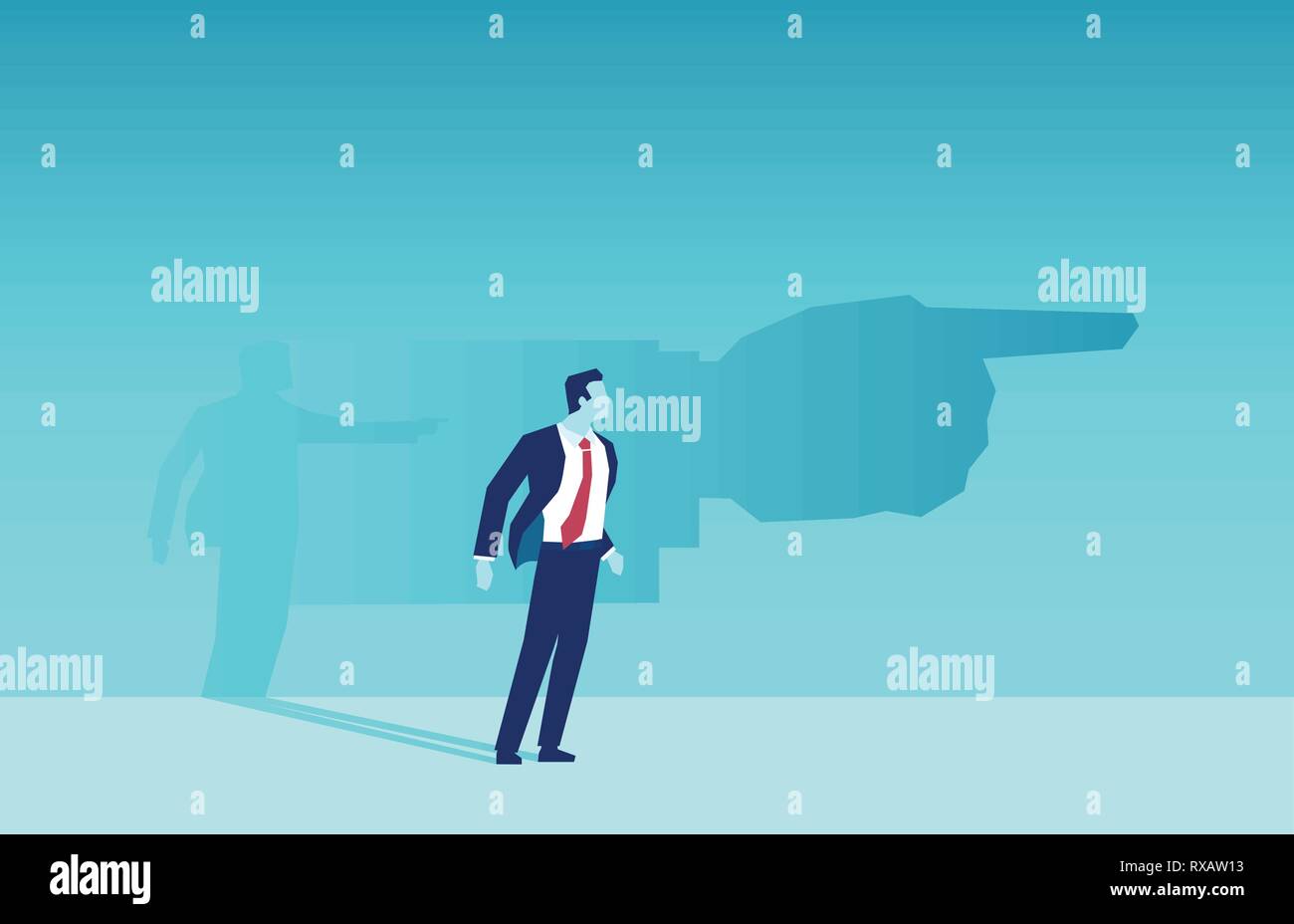 Vector of a business man shadow pointing giving him a direction Stock ...