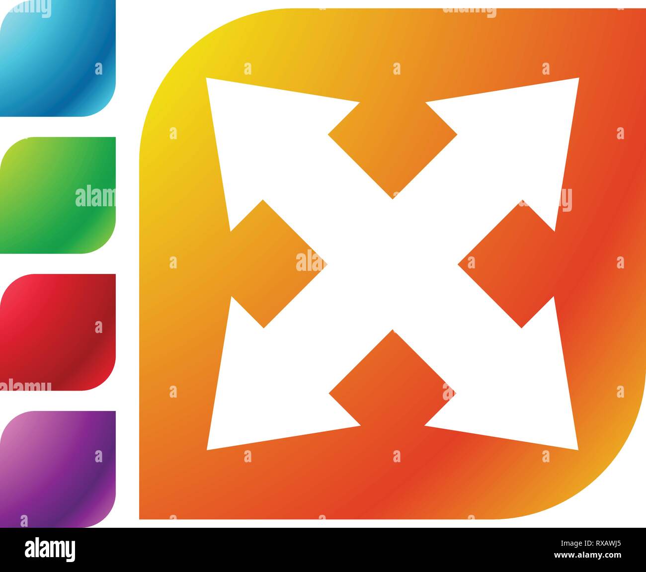 4-way arrow as expand, resize, adjustment, alignment icon Stock Vector ...