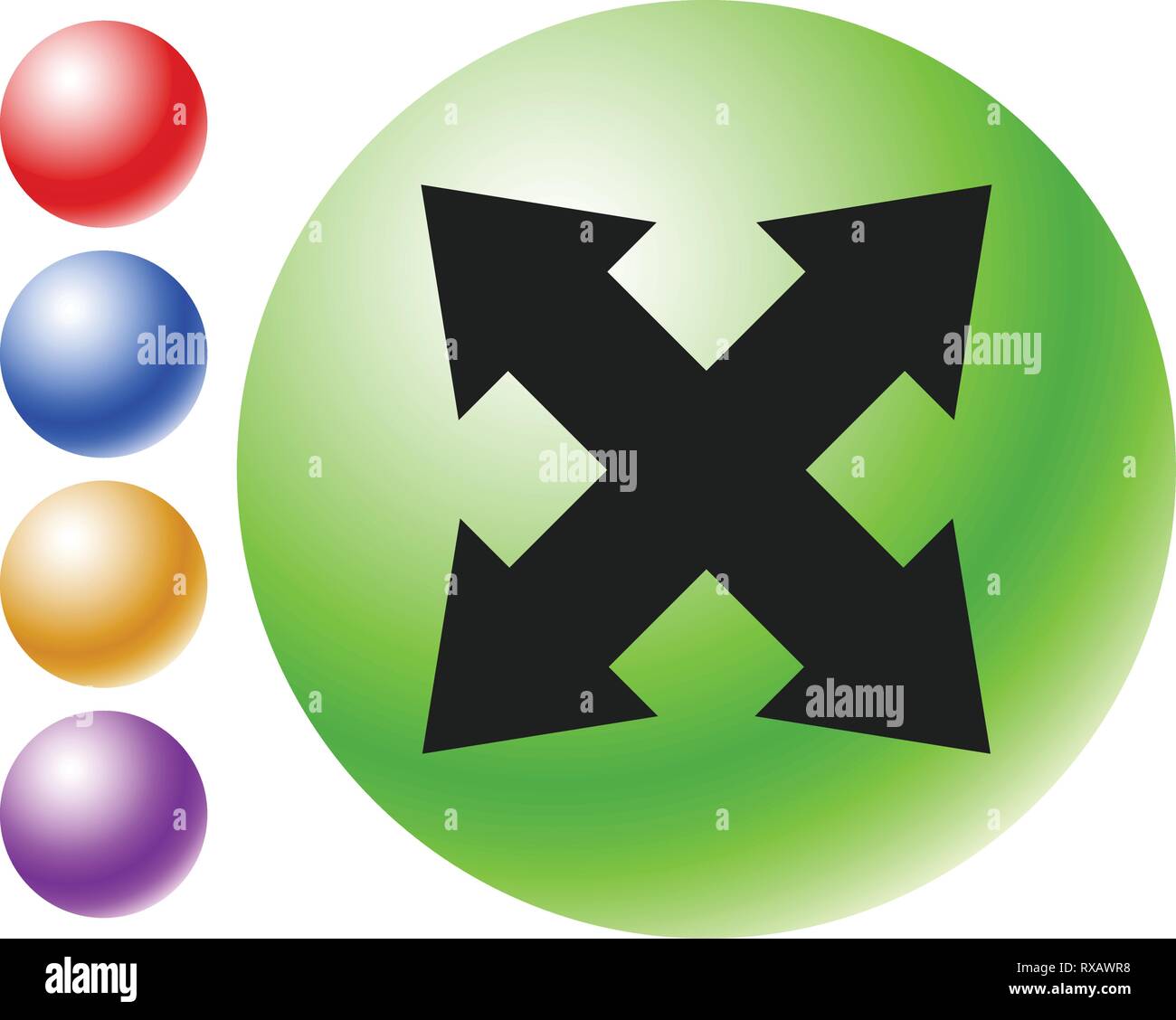 4-way arrow as expand, resize, adjustment, alignment icon Stock Vector ...