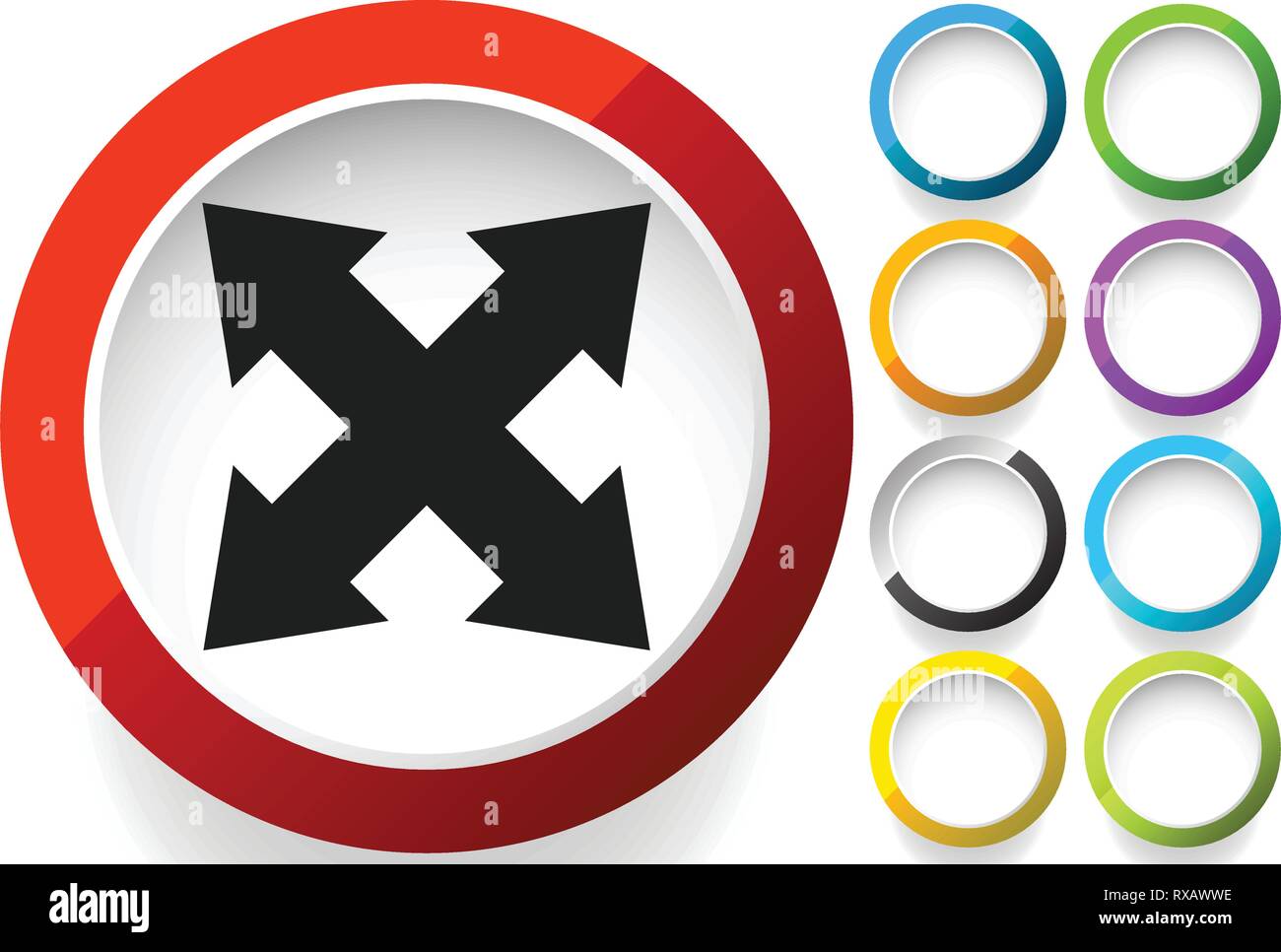 4-way arrow as expand, resize, adjustment, alignment icon Stock Vector ...