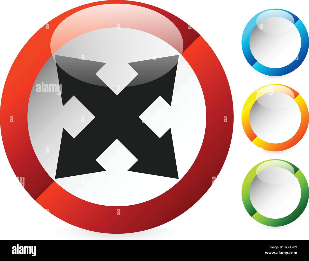 4-way arrow as expand, resize, adjustment, alignment icon Stock Vector ...