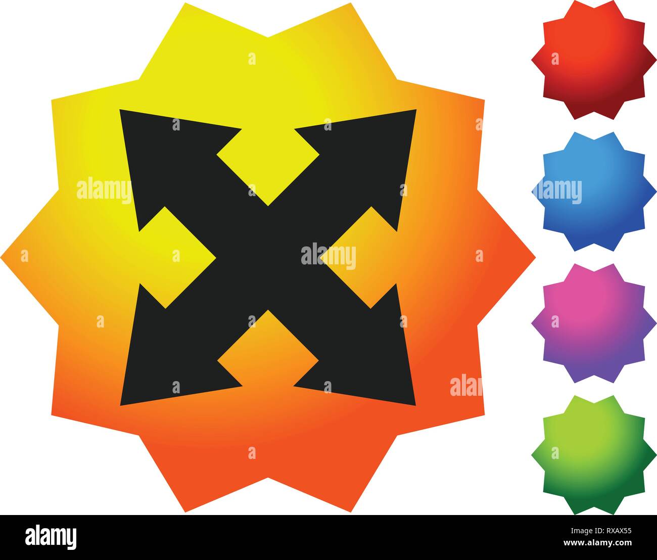 4-way arrow as expand, resize, adjustment, alignment icon Stock Vector ...