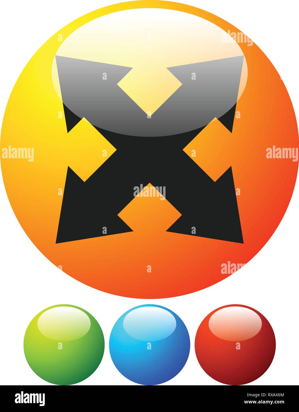 4-way arrow as expand, resize, adjustment, alignment icon Stock Vector ...