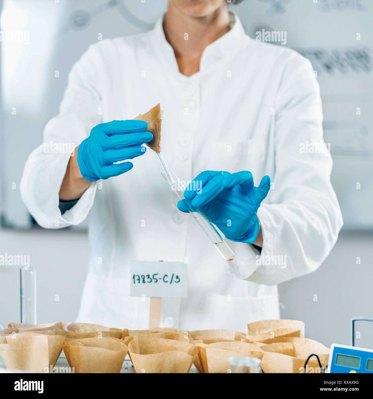 Soil sample testing laboratory Stock Photo - Alamy