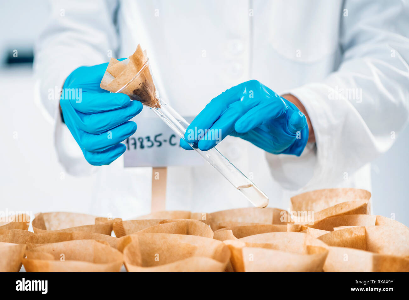 Soil sample testing laboratory Stock Photo - Alamy