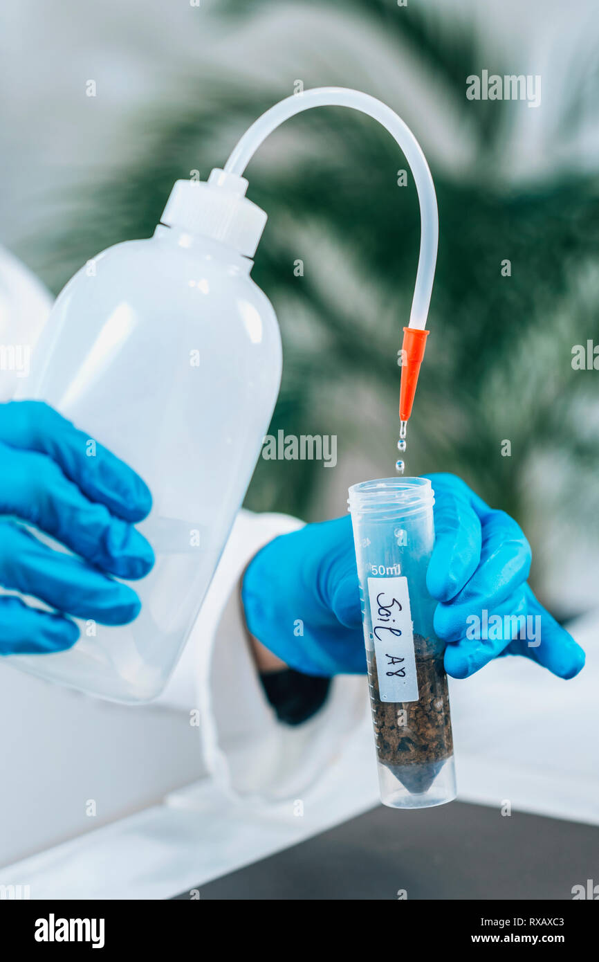 Soil scientist dissolving soil sample Stock Photo - Alamy