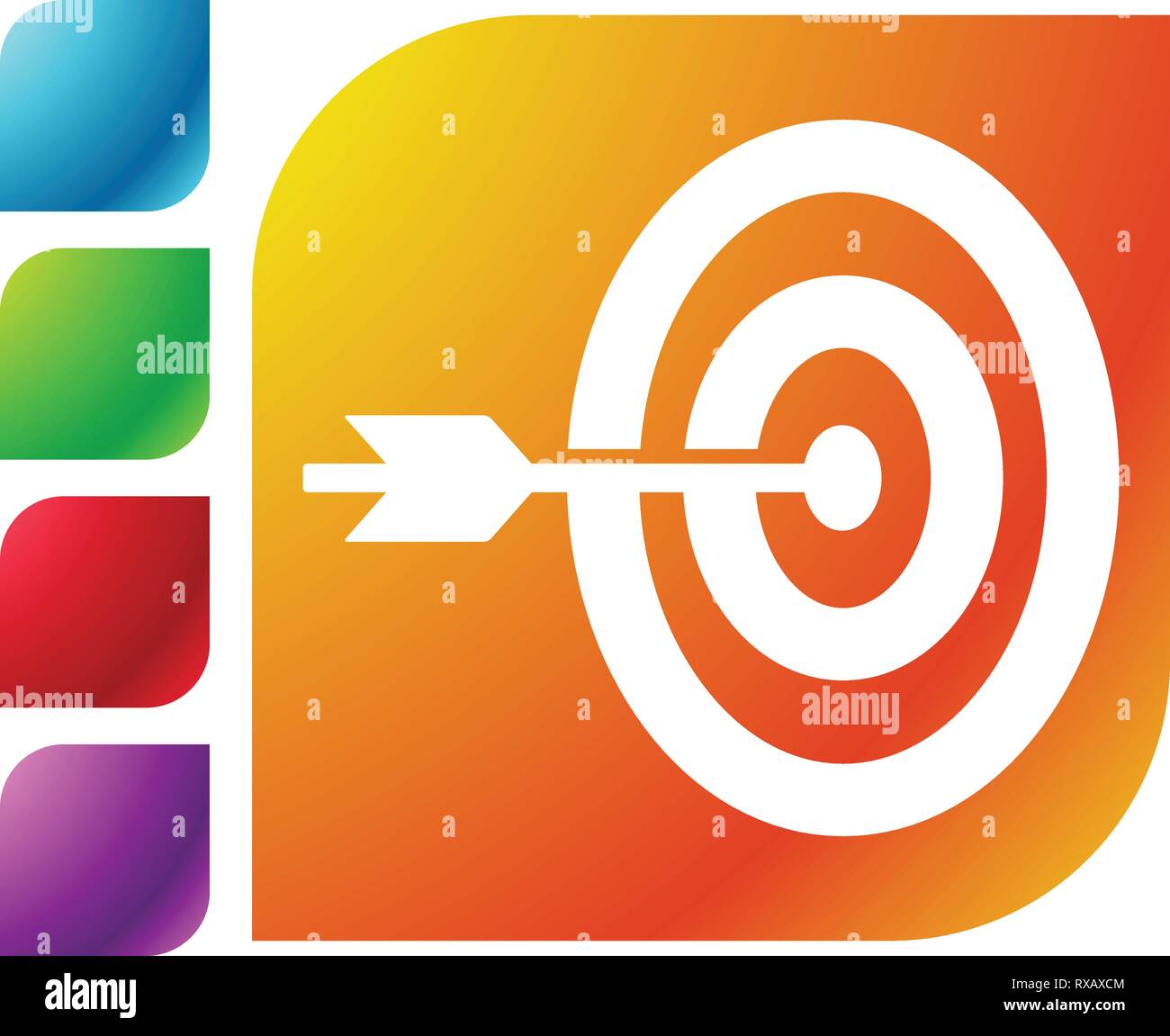 Arrow hitting target at center icon, Precision, accuracy icon Stock ...