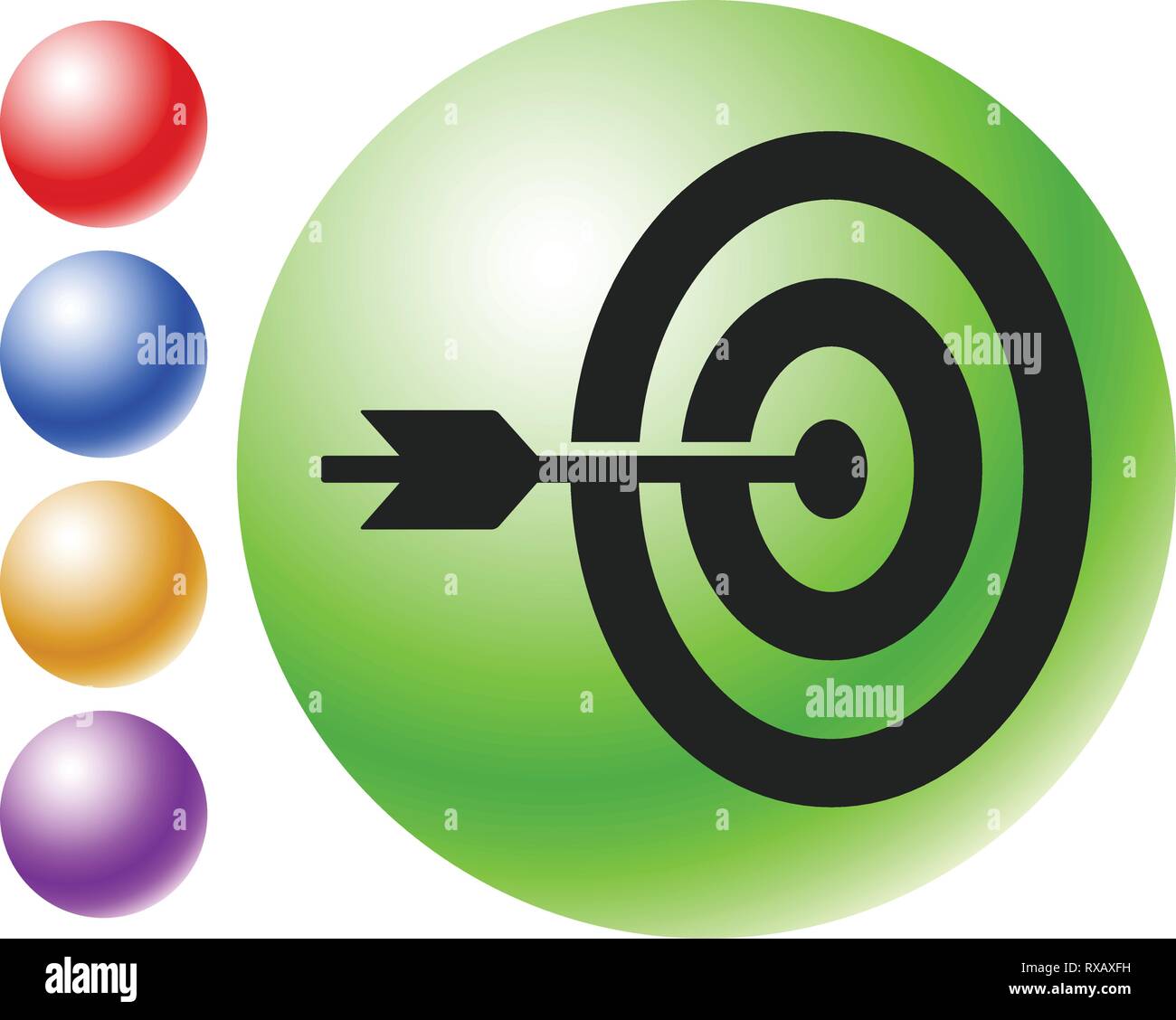 Arrow hitting target at center icon, Precision, accuracy icon Stock ...