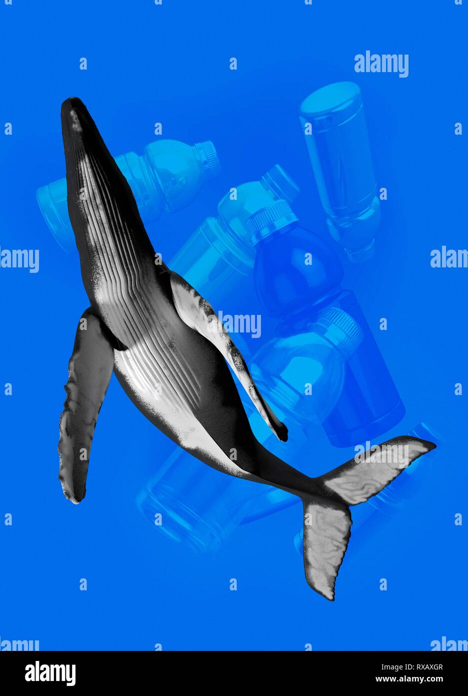 Whale and pollution, illustration Stock Photo - Alamy