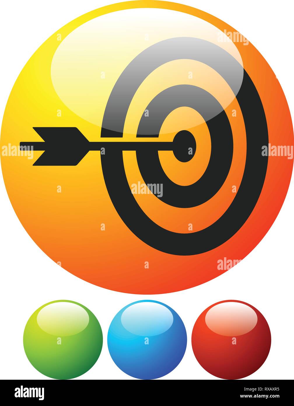 Arrow hitting target at center icon, Precision, accuracy icon Stock ...