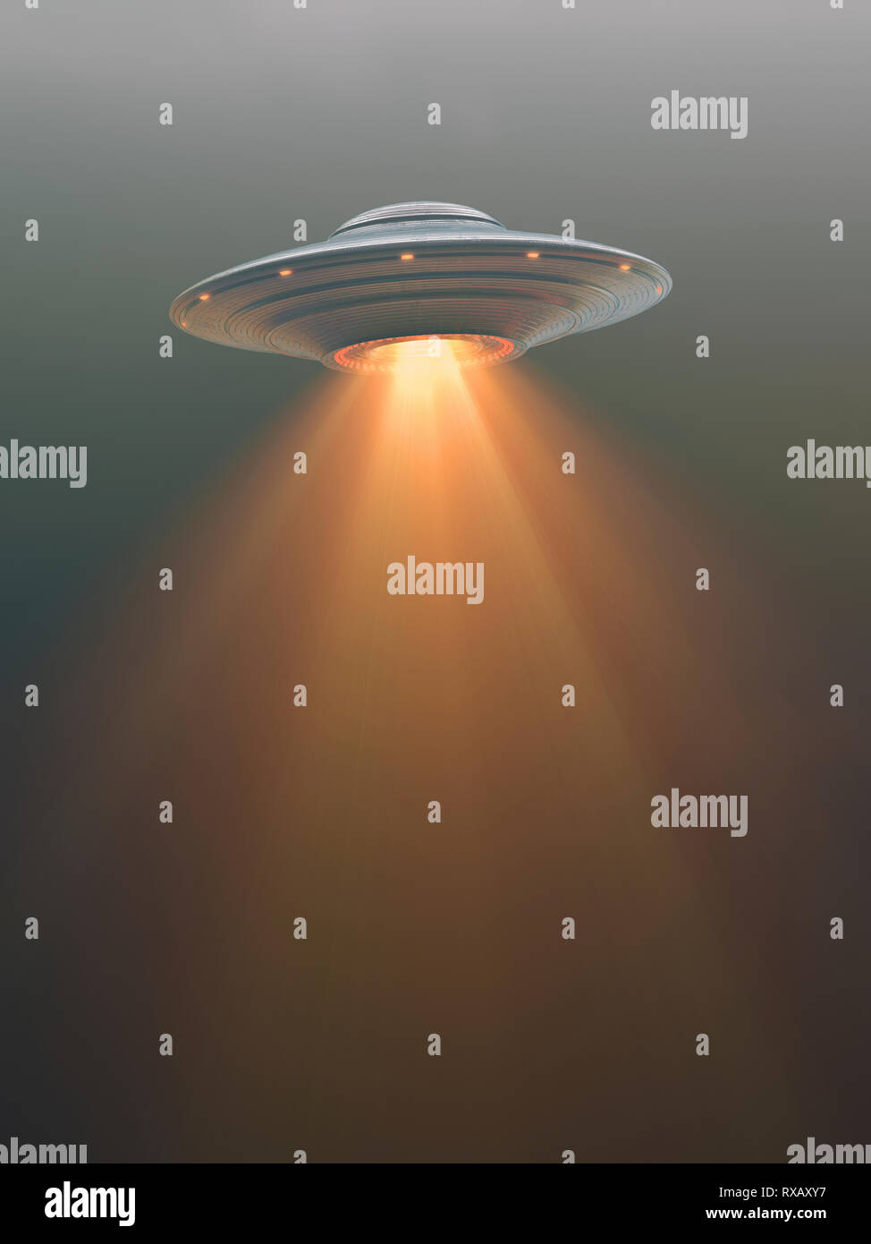 UFO with light, illustration Stock Photo - Alamy