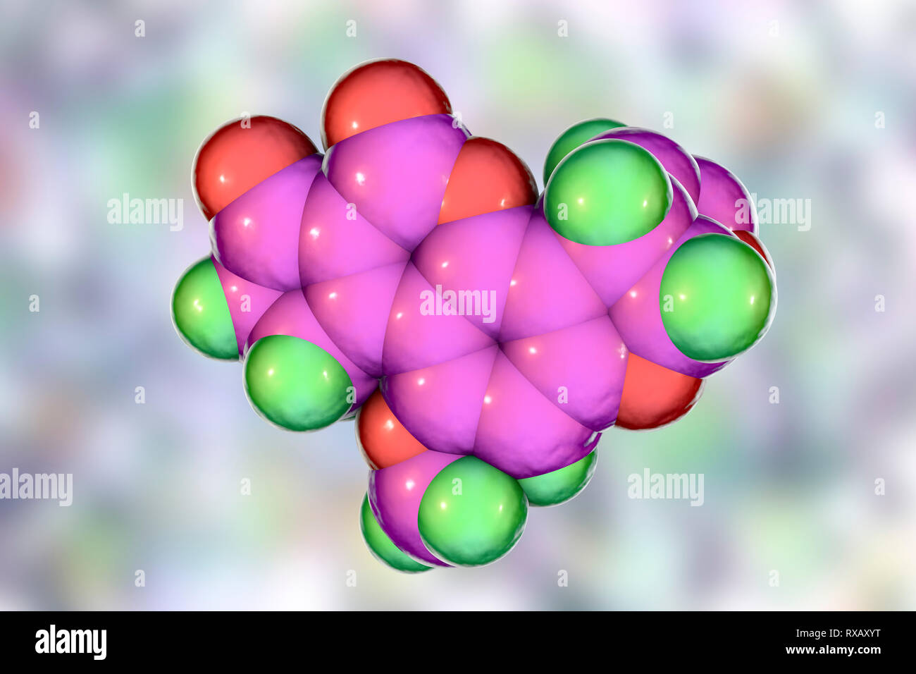 Aflatoxin B1, molecular model Stock Photo - Alamy
