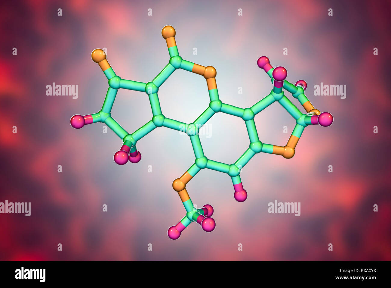 Aflatoxin B1, molecular model Stock Photo - Alamy