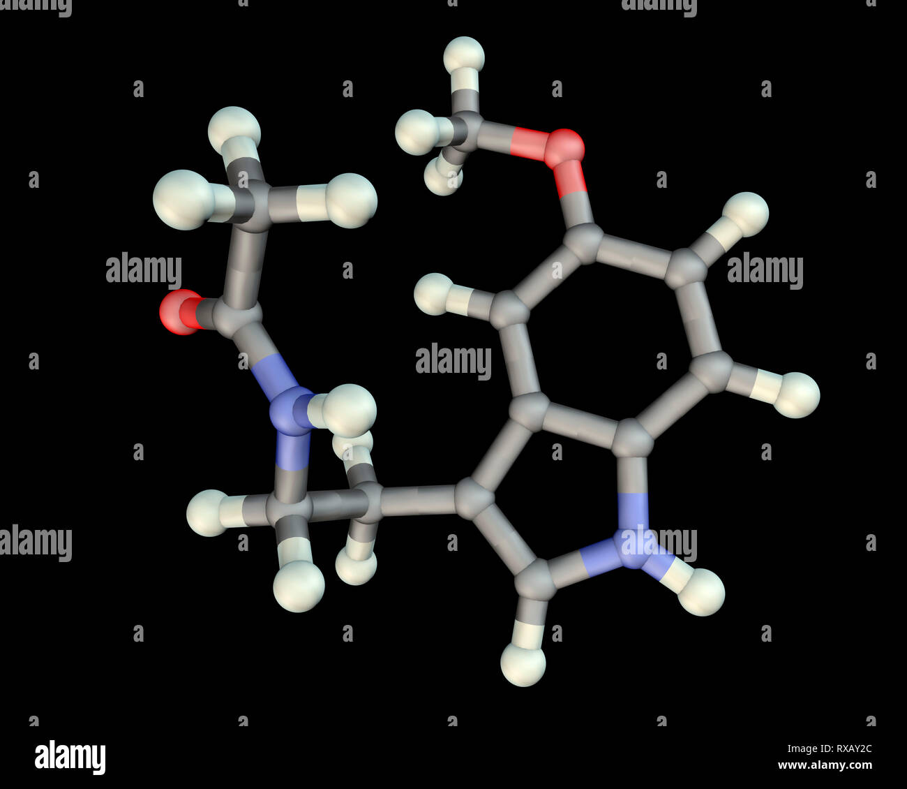 Melatonin hormone, molecular model Stock Photo - Alamy