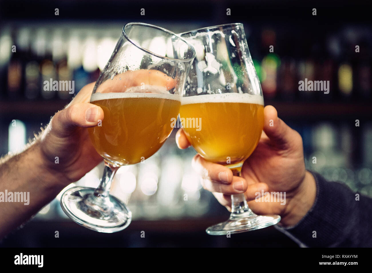 Toasting with beer Stock Photo - Alamy