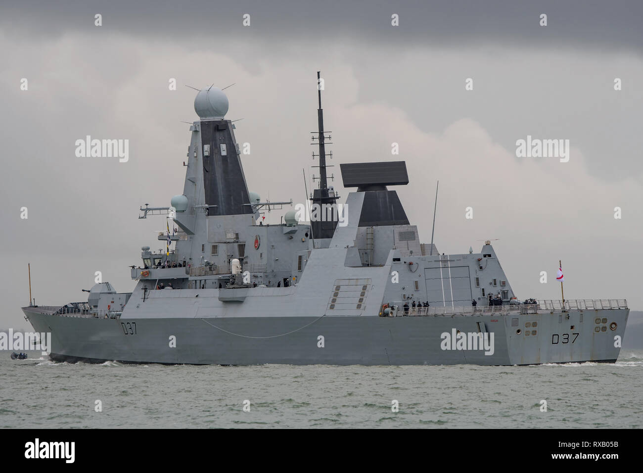 The Royal Navy warship HMS Duncan (D37) a Type 45 destroyer, departs ...