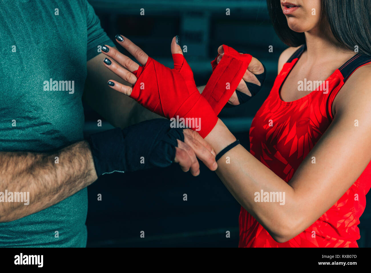 Wrapping hands for box Stock Photo - Alamy