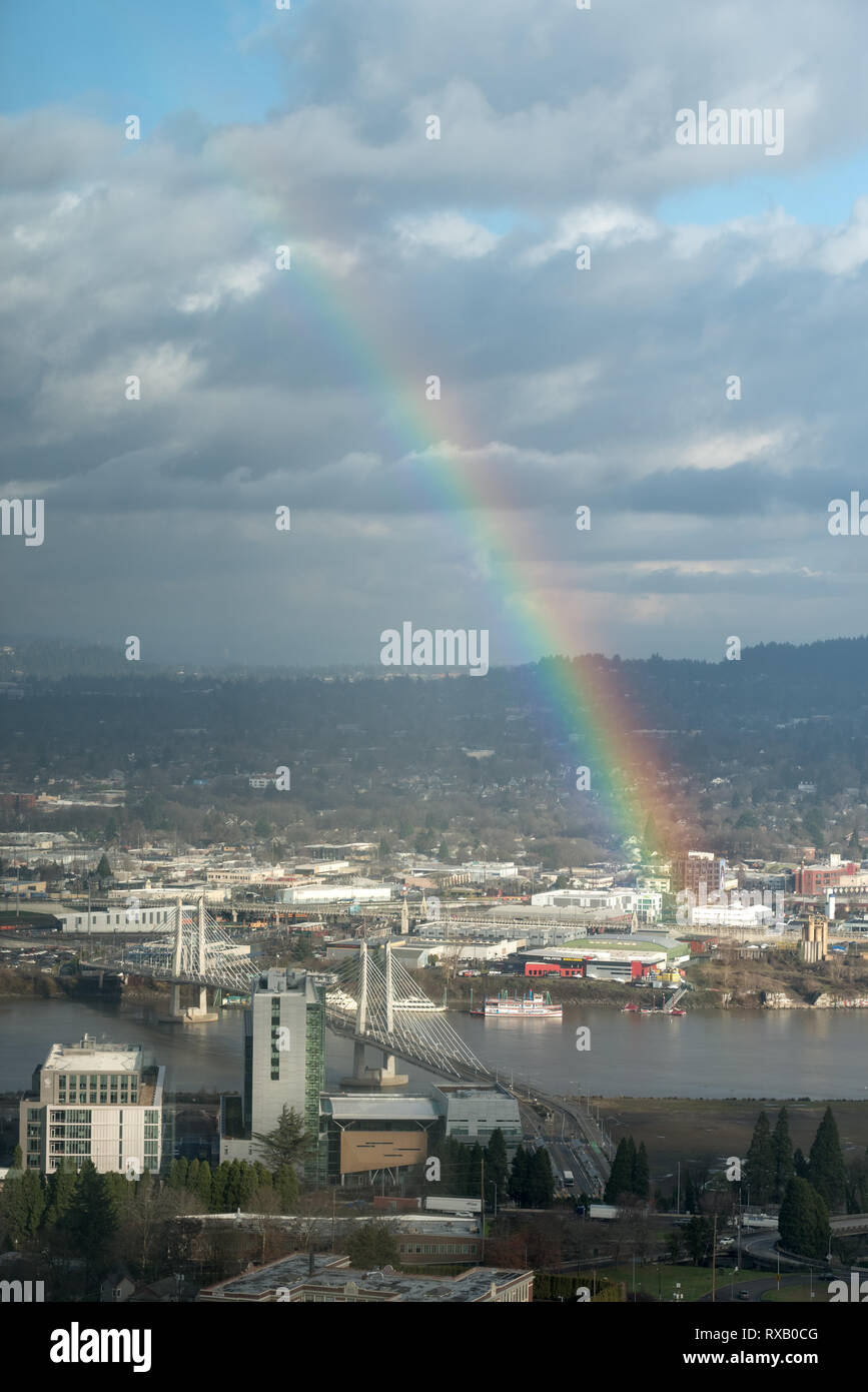 Rainbow over Portland, Oregon Stock Photo - Alamy