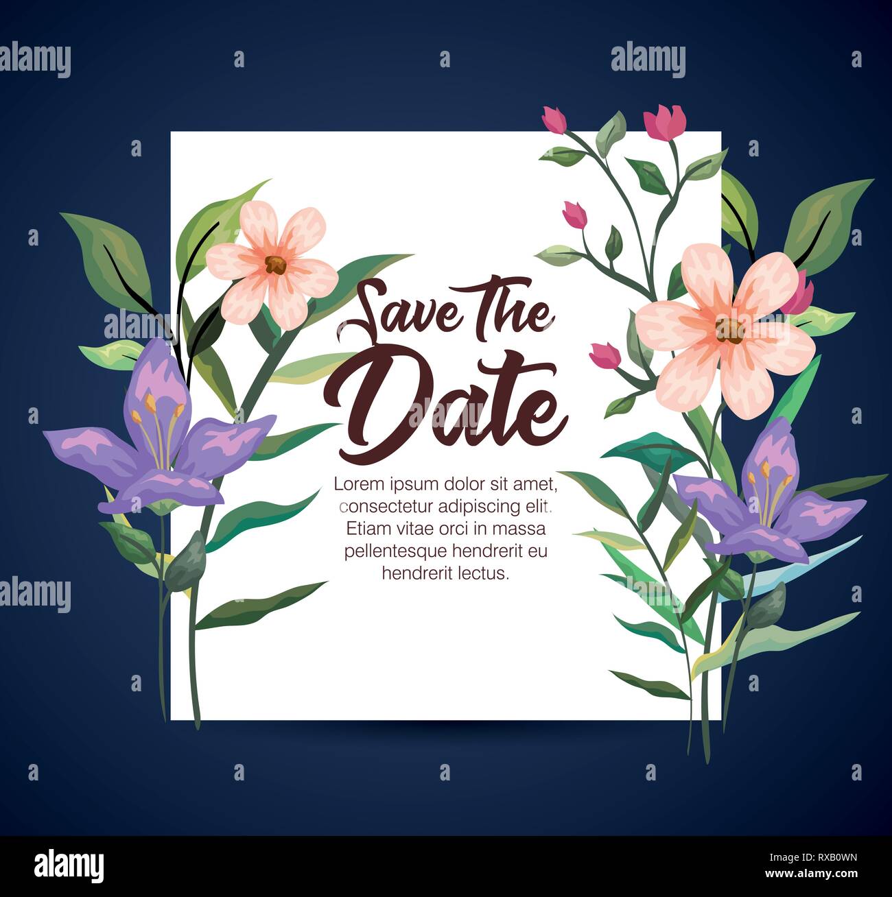 tropical card with exotic flowers and leaves Stock Vector Image & Art ...