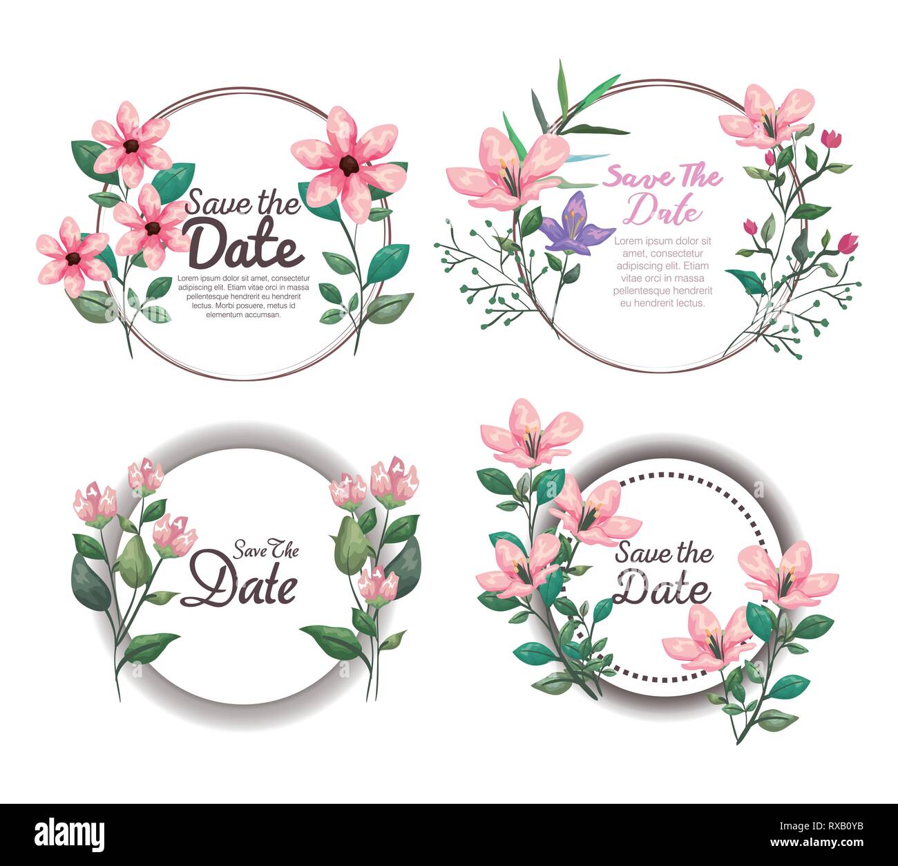 set botanic cards with exotic flowers and tropical leaves Stock Vector ...