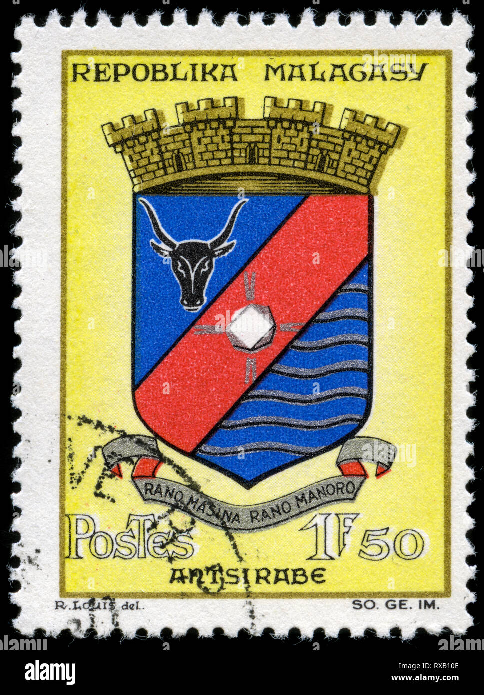 Postage stamp from Madagascar in the Coats of Arms series issued in ...