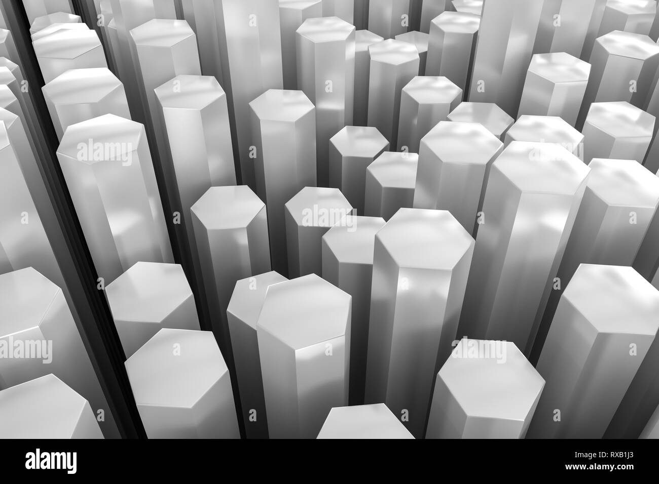3d rendering, white hexagon pillar Stock Photo - Alamy
